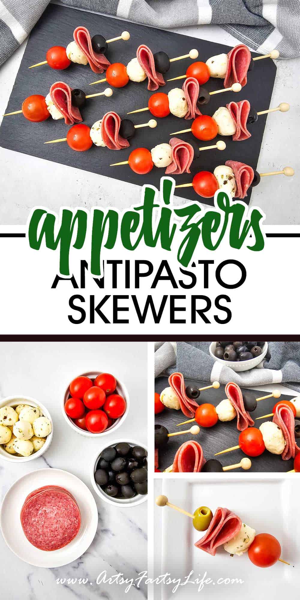 Easy Appetizers Antipasto Skewers for Holidays & Last-Minute Parties ...