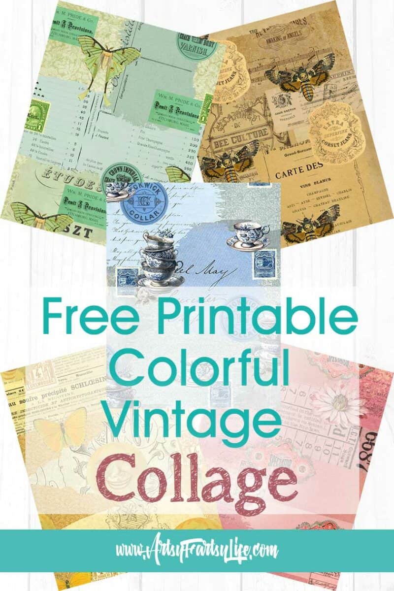 5 Colorful Vintage Collage Background Pages · Artsy Fartsy Life
