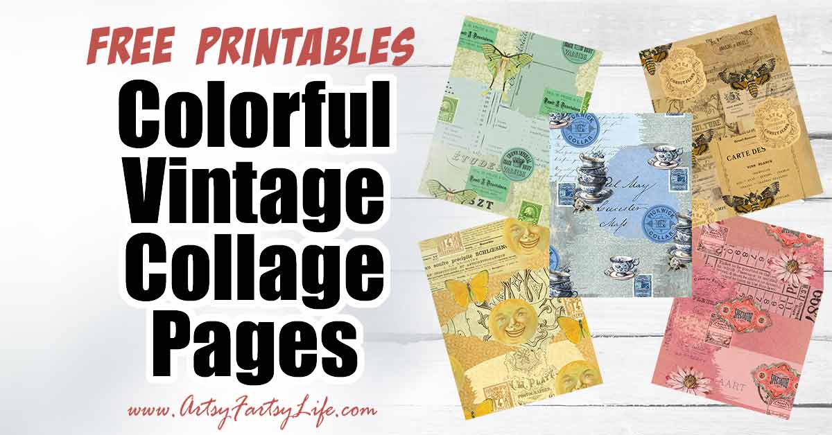 5 Colorful Vintage Collage Background Pages · Artsy Fartsy Life