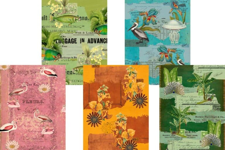 5 Vintage Tropical Collage Pages - Free Printable · Artsy Fartsy Life
