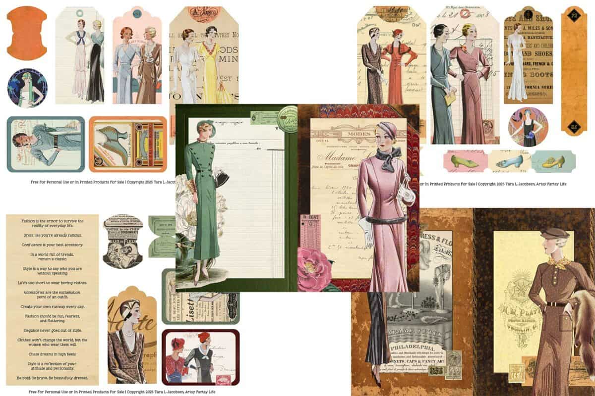 Vintage Fashion Free Printable Junk Journal · Artsy Fartsy Life