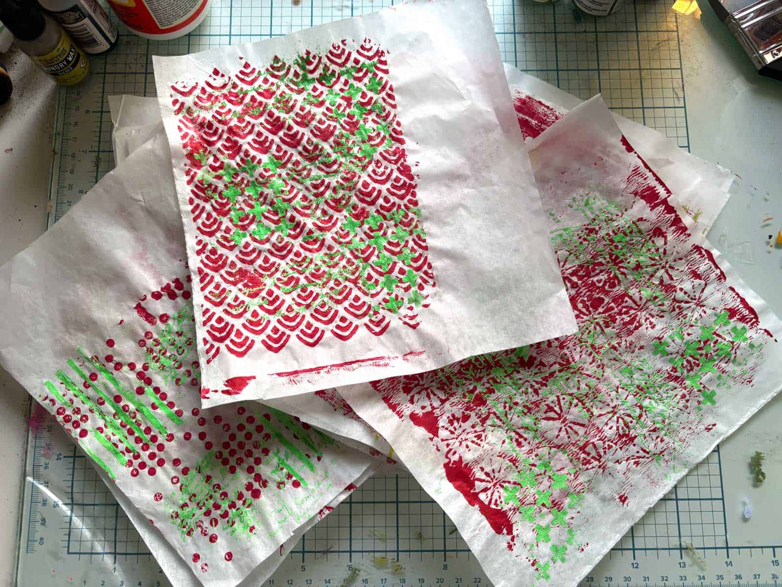 DIY Magic: Christmas Tissue Paper Using Paint, Stamps, Stencils ...
